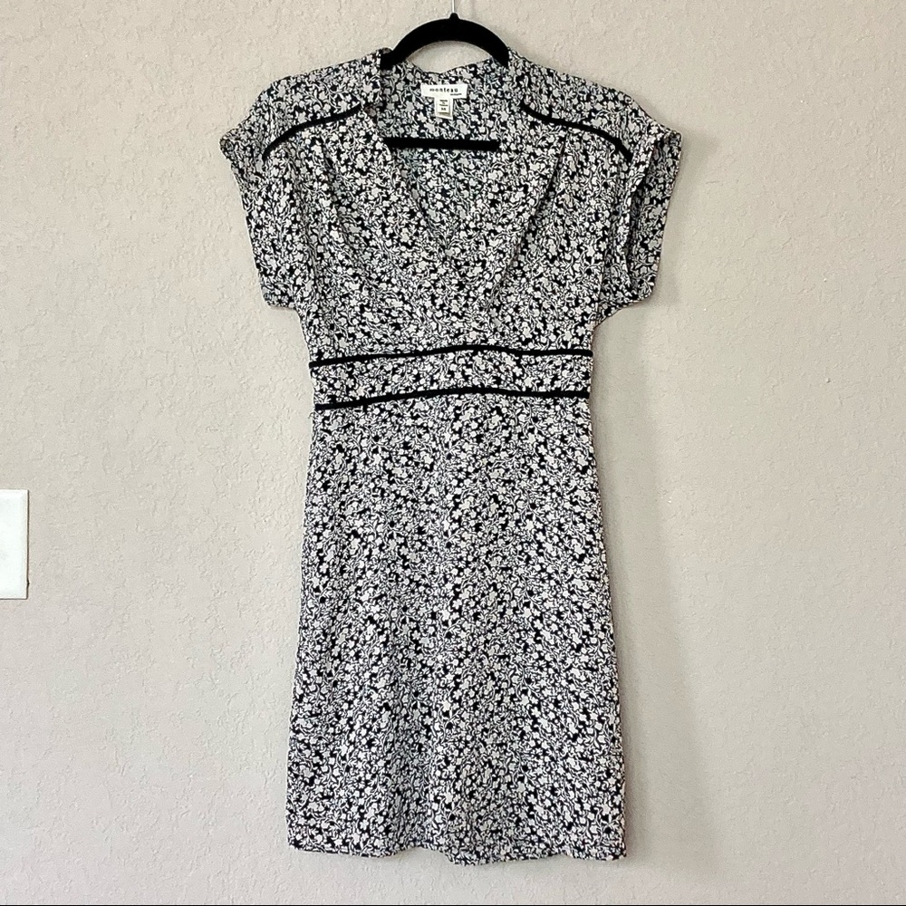 Monteau Floral Mini Dress In Black & Cream | Euc - Gem